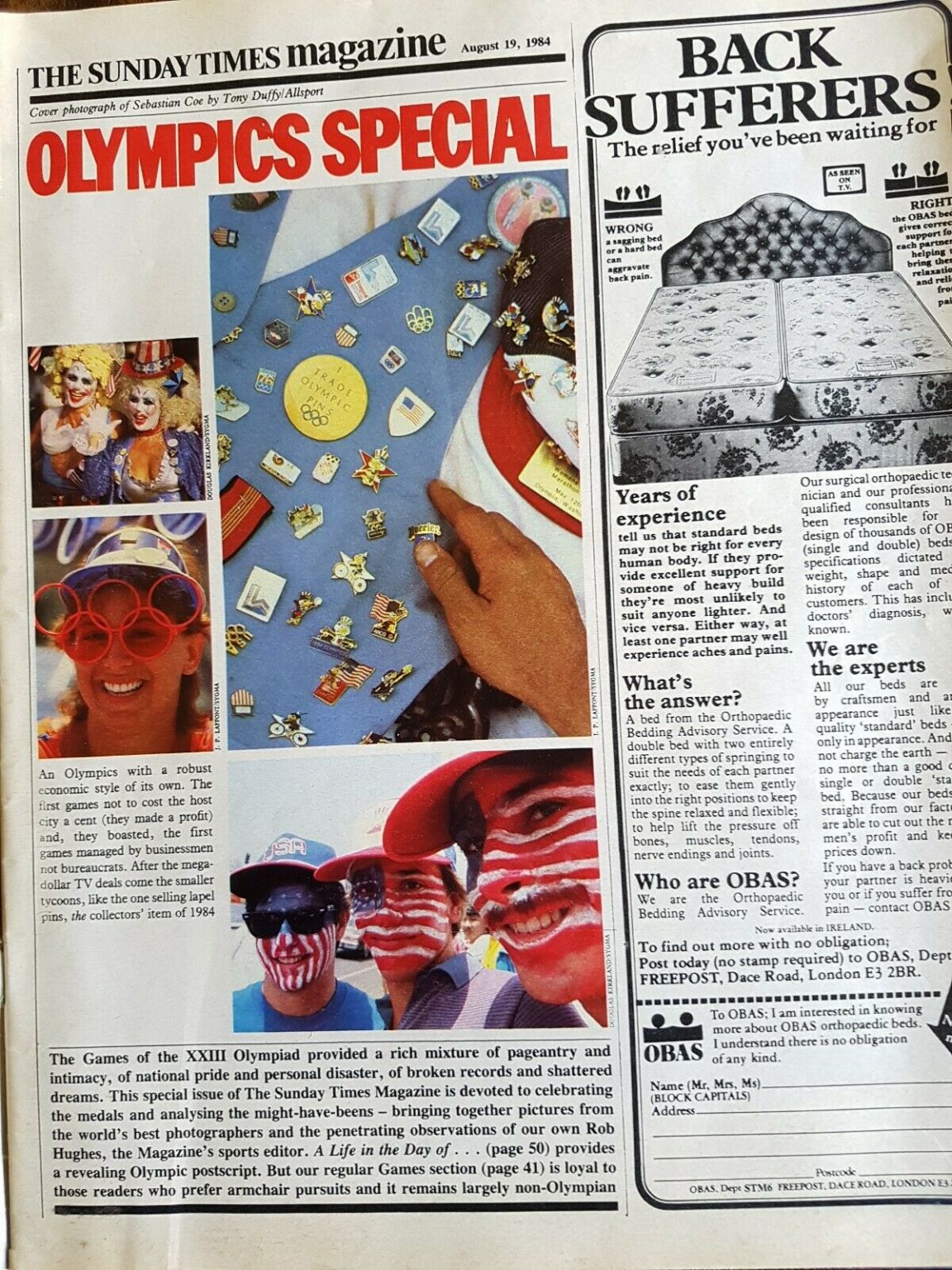 Sunday Times Magazine August 1984 Olympic Games special edition ...